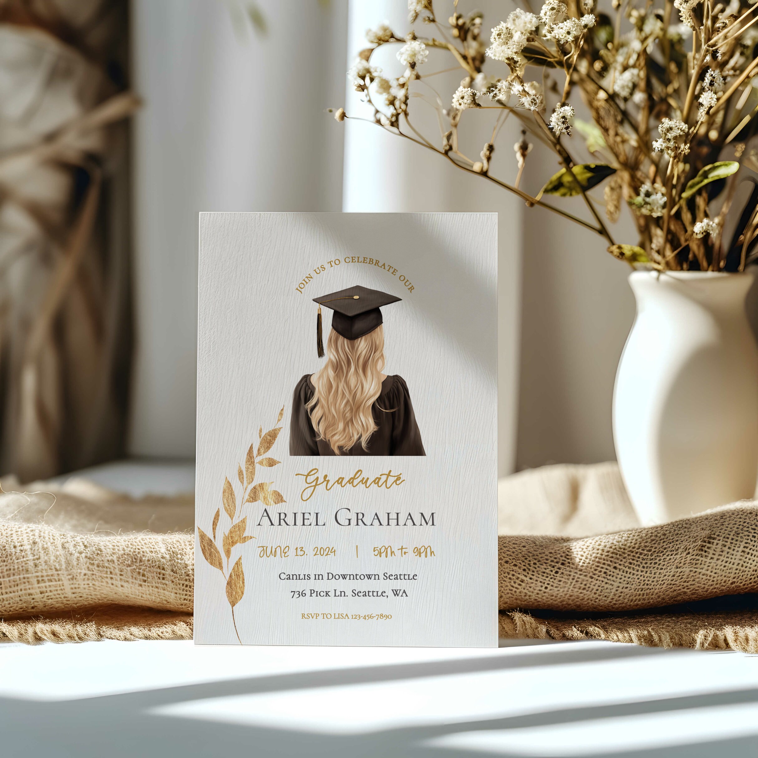 Graduation Invitation, Girl Graduation Invitation Template, University ...