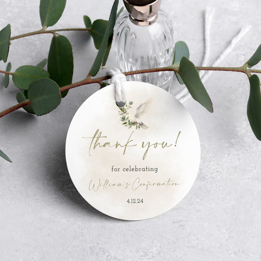 Confirmation Favor Tag Template, Cross, Holy Spirit, Printable Round ...
