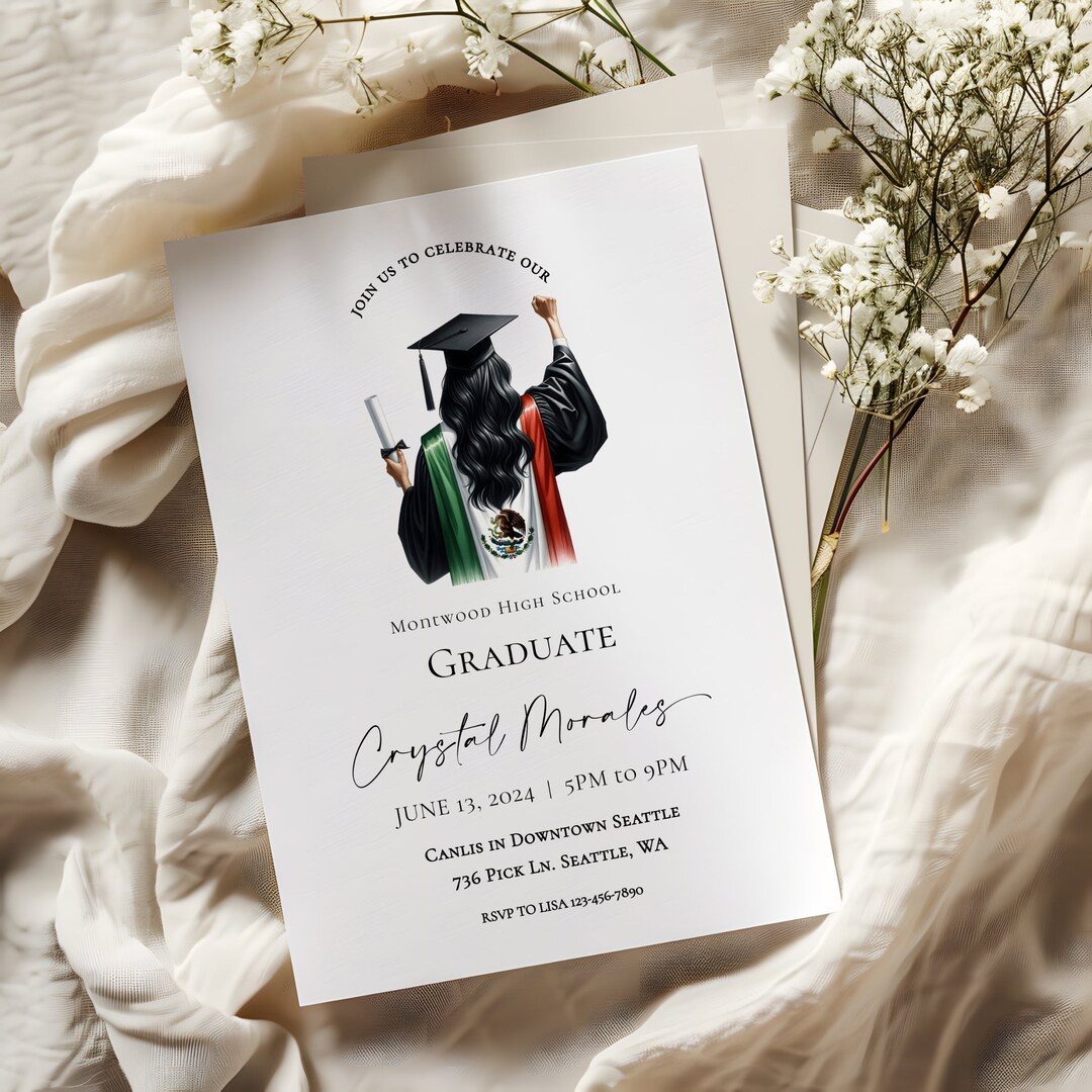 Mexican Graduation Invitation, Latina Graduation Invitation Template ...