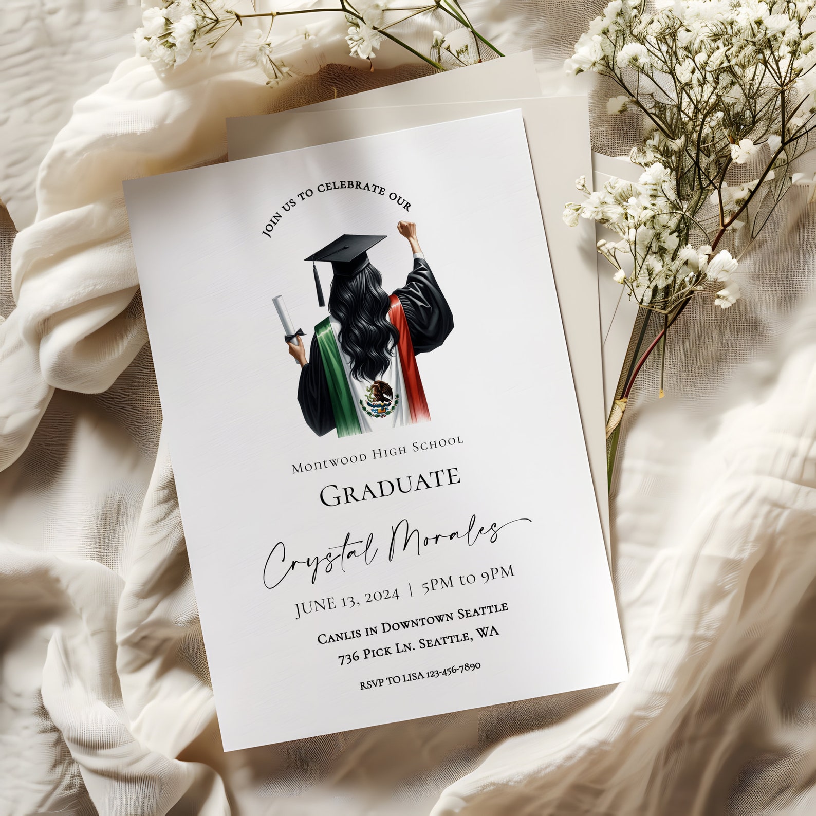 Mexican Graduation Invitation, Latina Graduation Invitation Template ...
