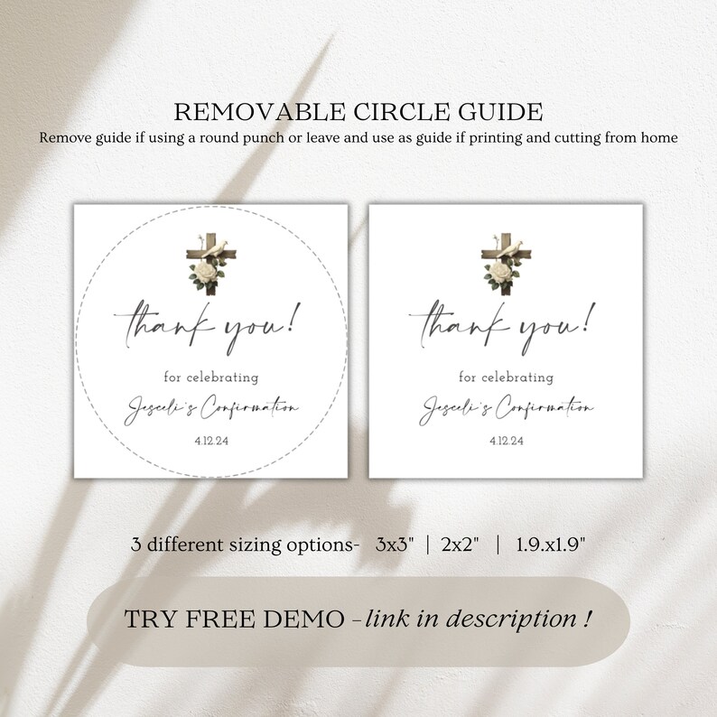 Confirmation Favor Tag Template, Cross, Holy Spirit, Printable Round ...