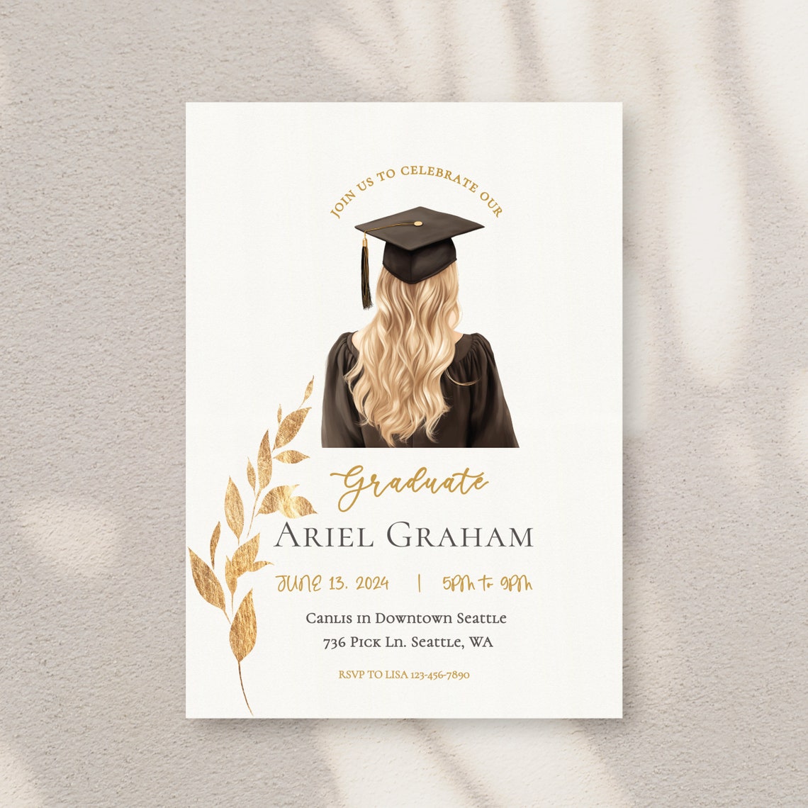 Graduation Invitation, Girl Graduation Invitation Template, University ...