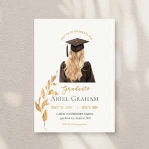 Girl Graduation Invitation Template: University Party Invite (editable ...