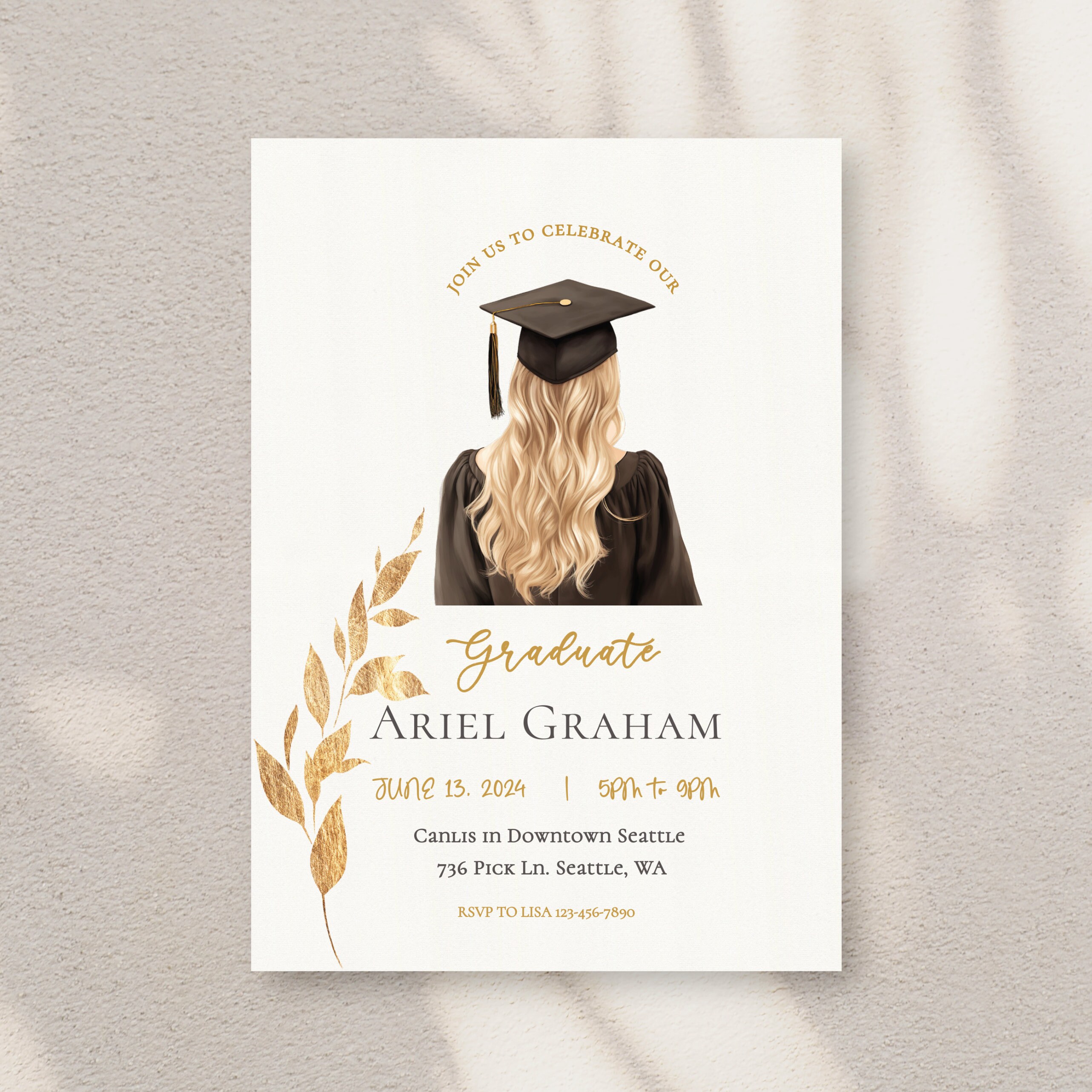 Graduation Invitation, Girl Graduation Invitation Template, University ...