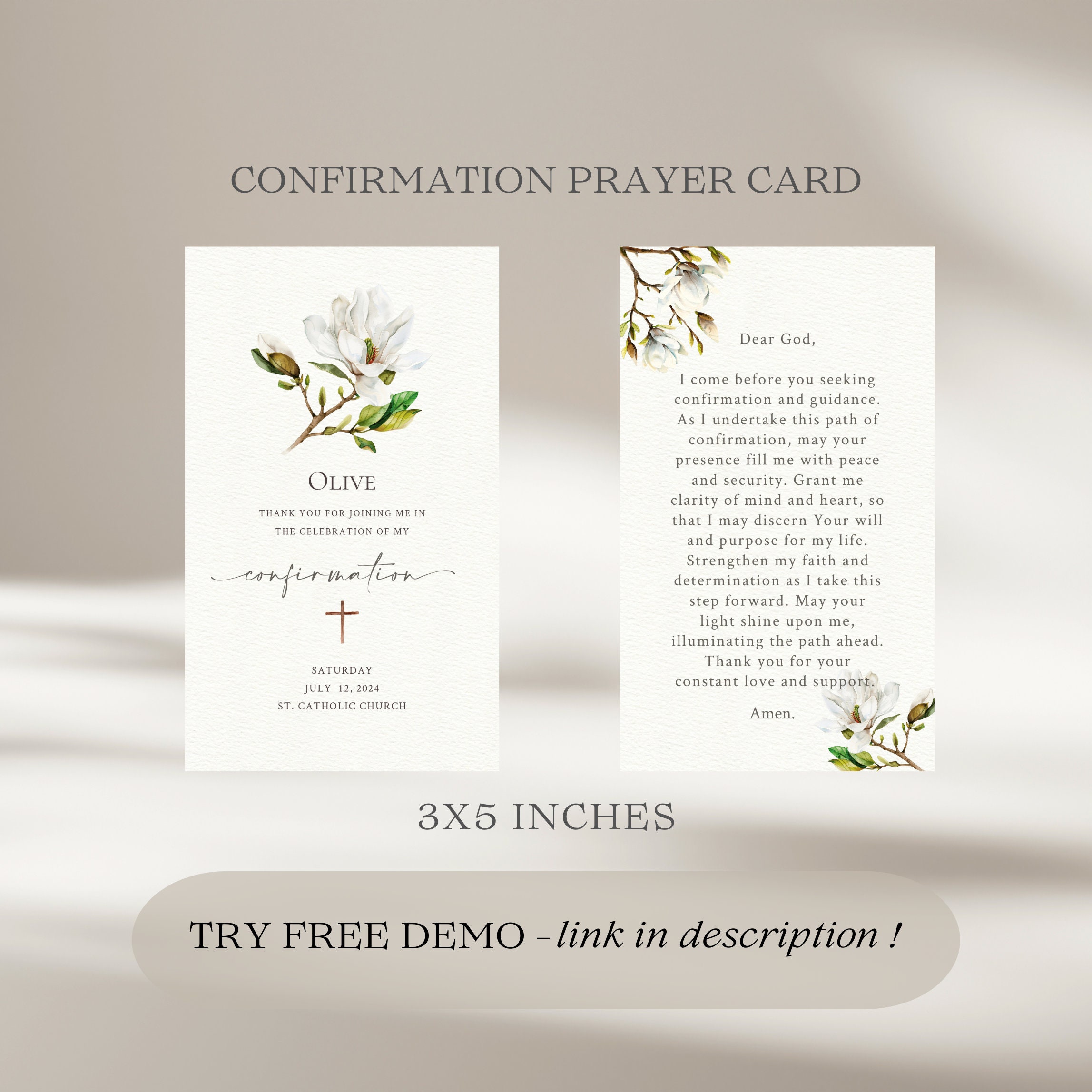 Confirmation Prayer Card, Confirmation Card, Remembrance Card ...