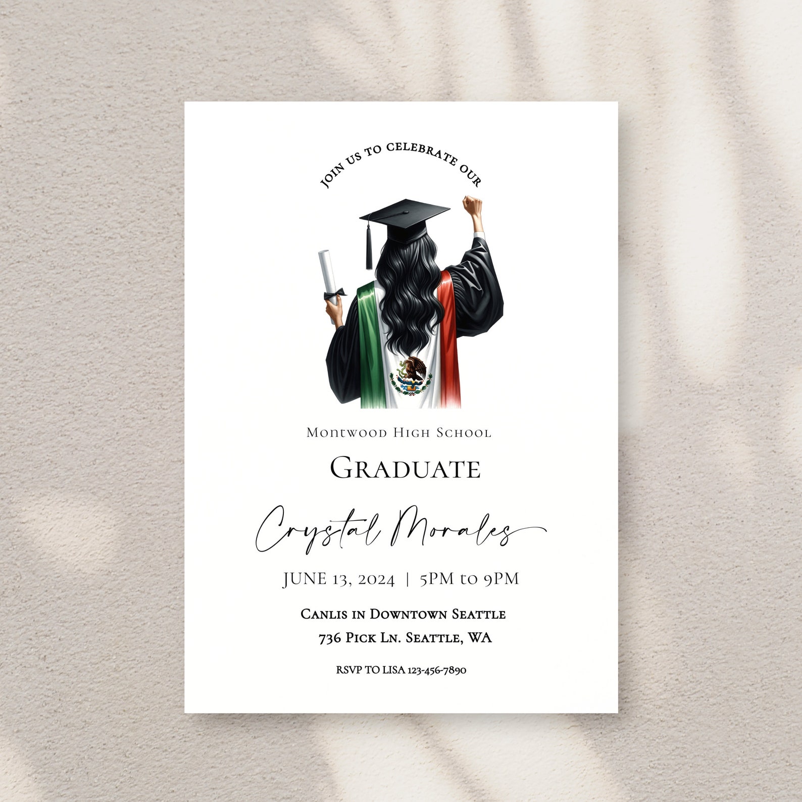 Mexican Graduation Invitation, Latina Graduation Invitation Template ...