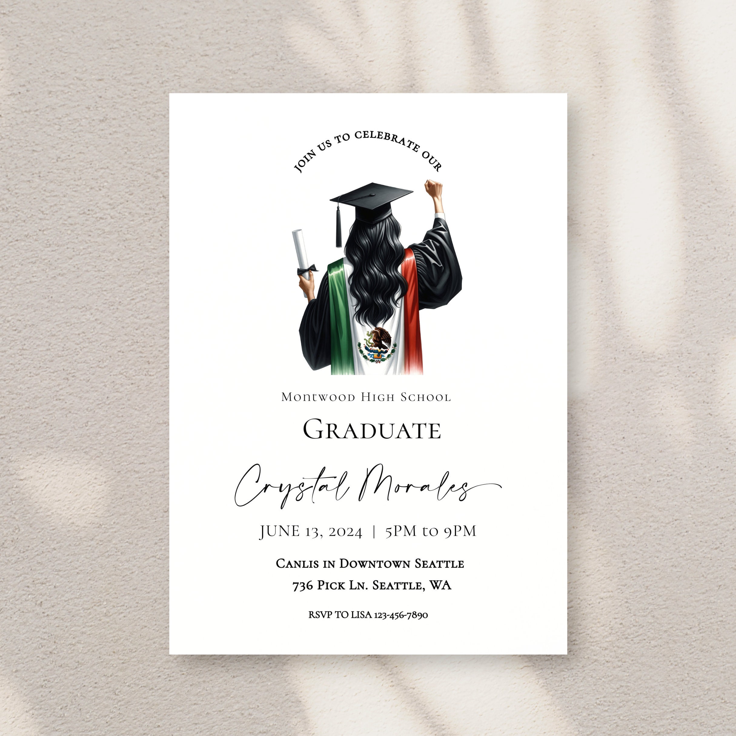 Mexican Graduation Invitation, Latina Graduation Invitation Template ...