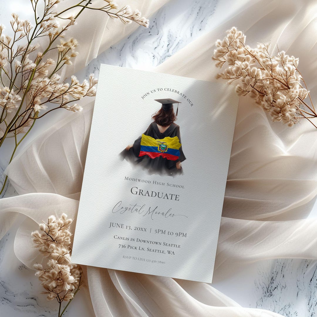Ecuadorian Graduation Invitation, Latina Graduation Invitation Template ...