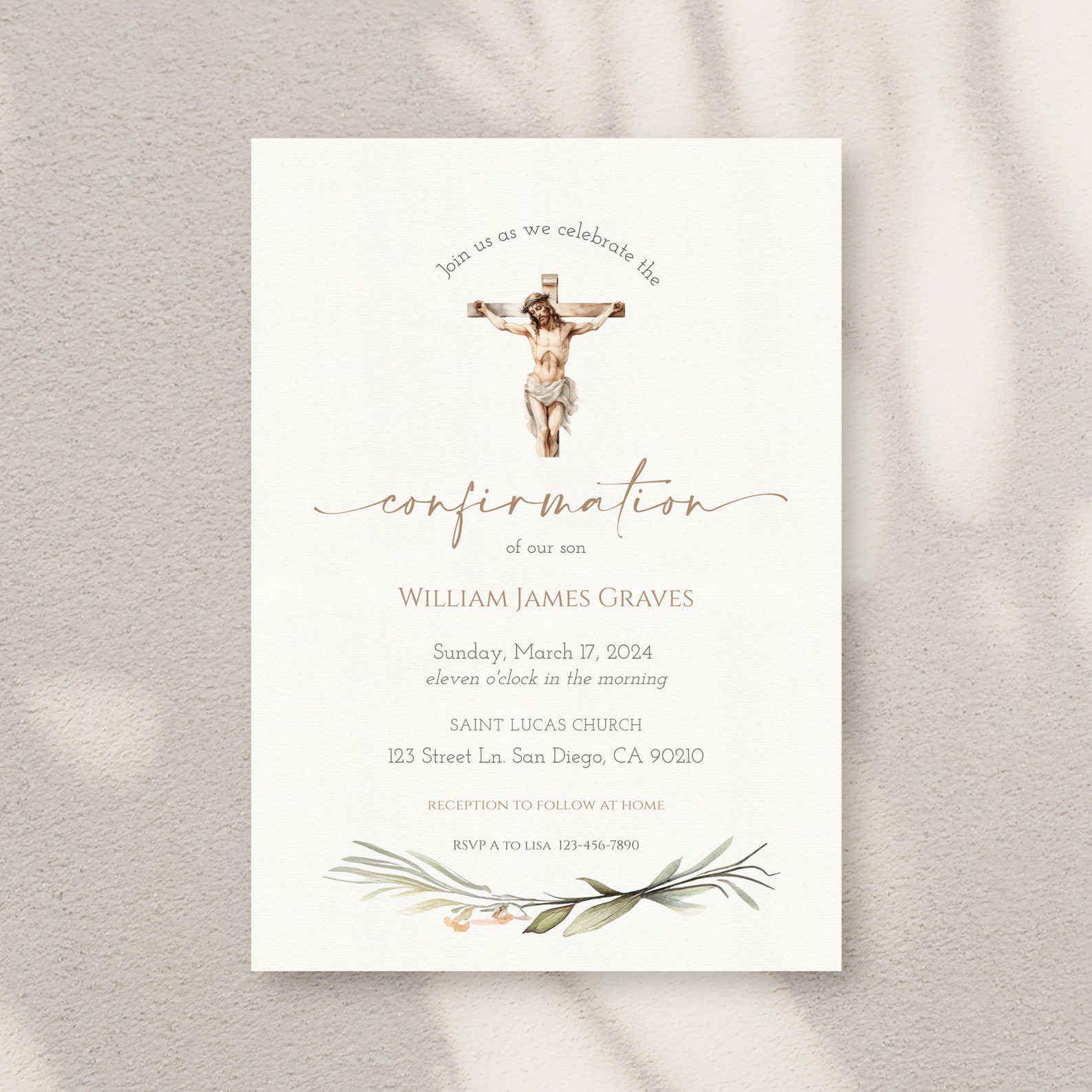 Crucifix Confirmation Invitation Template, Confirmation Celebration ...