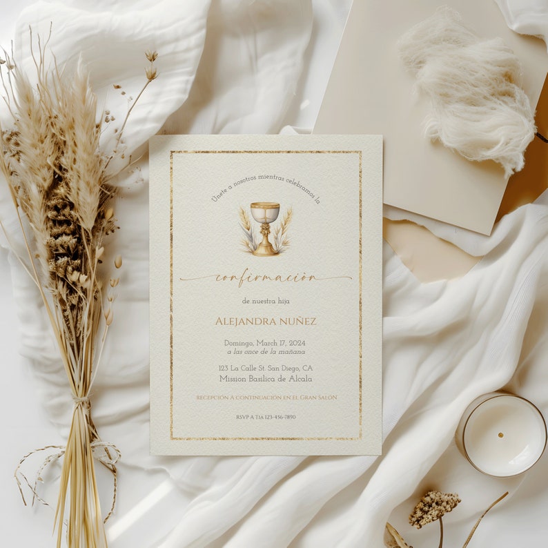 Confirmation Invitation Template: Elegant Sacrament, Editable Design ...