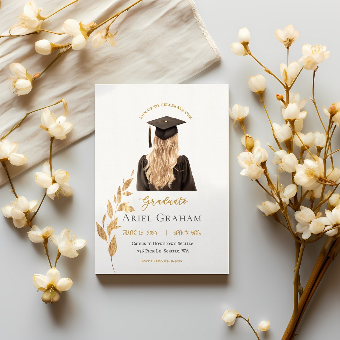 Graduation Invitation, Girl Graduation Invitation Template, University ...