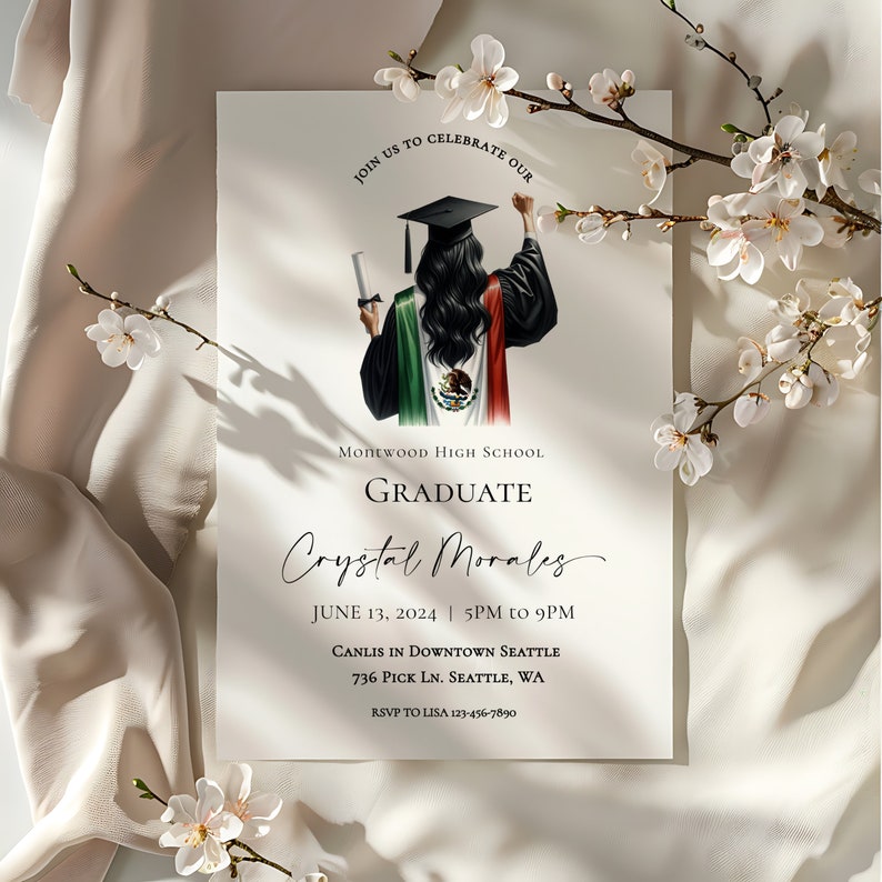 Mexican Graduation Invitation, Latina Graduation Invitation Template ...