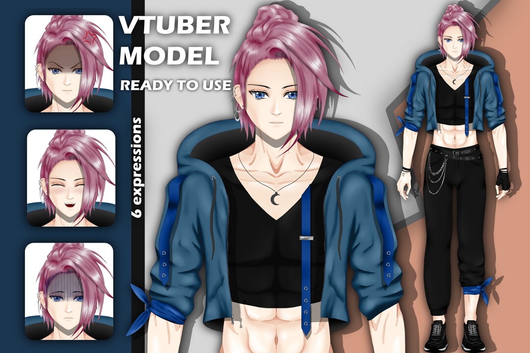 Vtuber Model-live 2d Male Model Full Body Ready to Use - Etsy