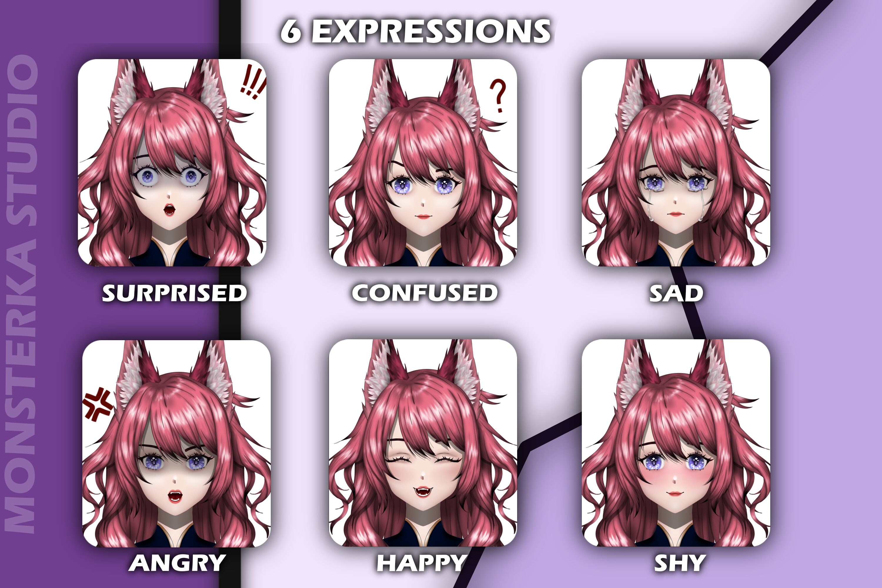 Vtuber Model-live 2d Kitsune Female Model Full Body Ready to Use 6 ...