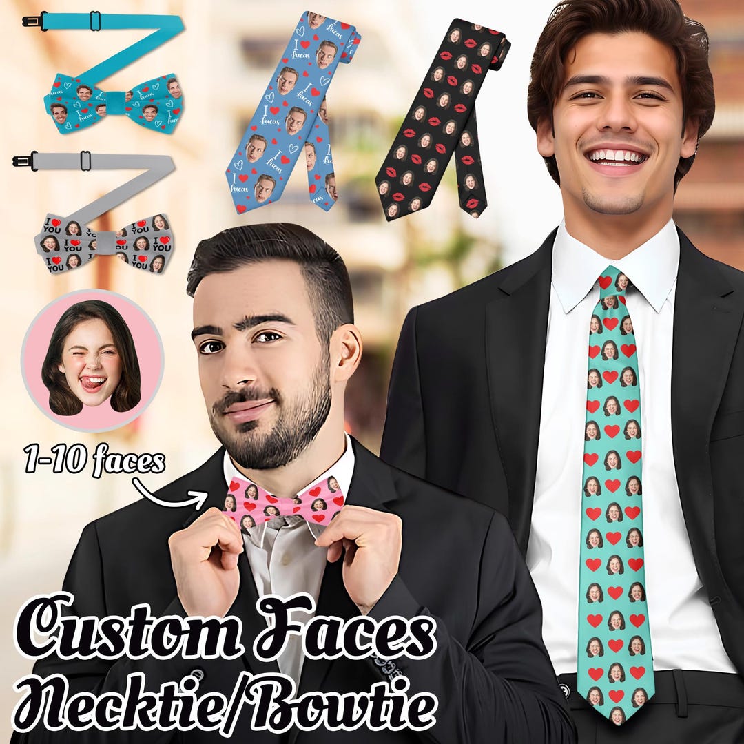 Custom Face Necktie: Personalized Photo Bowtie,love Heart Necktie ...