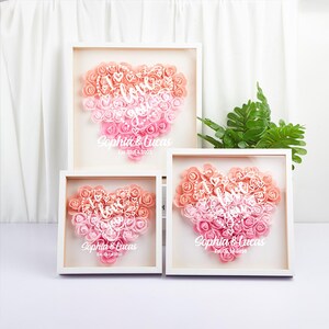 Personalized Couples Heart Flower Shadow Box,heart Shaped Flower Shadow ...
