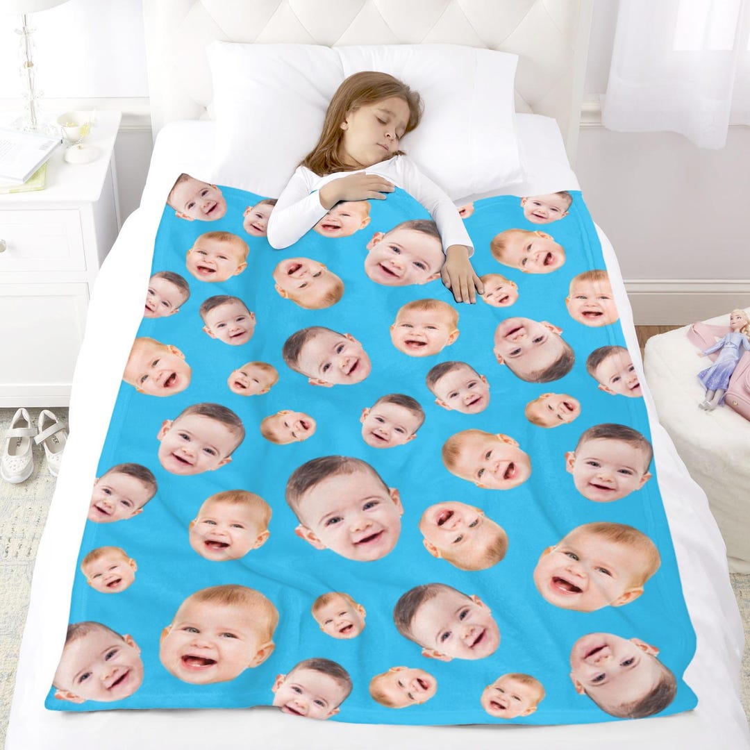 Custom Face Fleece Blanket: Personalized Photo Gift - Etsy