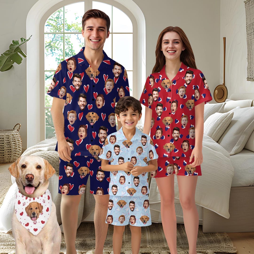 Custom Face Pajamas: Personalized Photo Matching Couple Pajama Set - Etsy