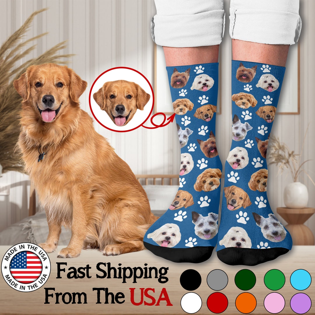 Custom Pet Face Socks: Dog & Cat Photo Gift, Father's Day Gift - Etsy