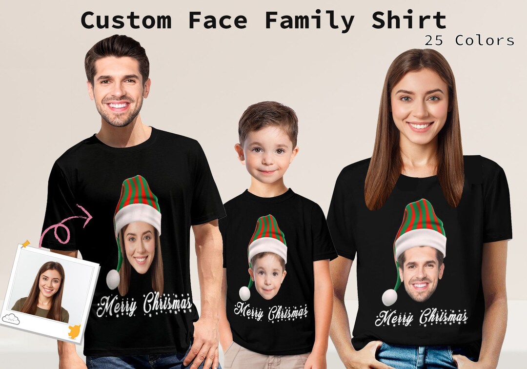 Custom Face Family Shirt Personalized Christmas T-shirt for - Etsy