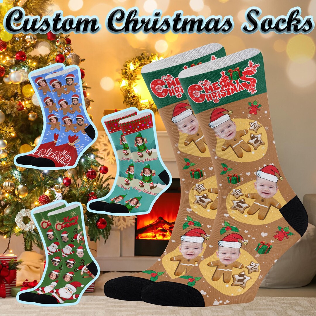 Personalized Photo Christmas Socks, Custom Face Gift - Etsy