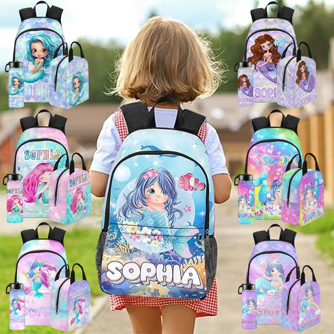 Custom Mermaid Kids Backpack,custom Backpack for Girl, Personalized ...