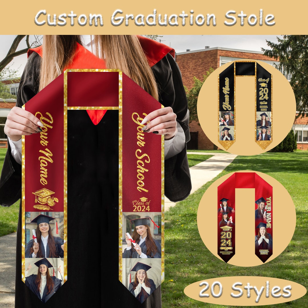 Personalized Graduation Stole With Photo, Custom Graduation Sash With ...