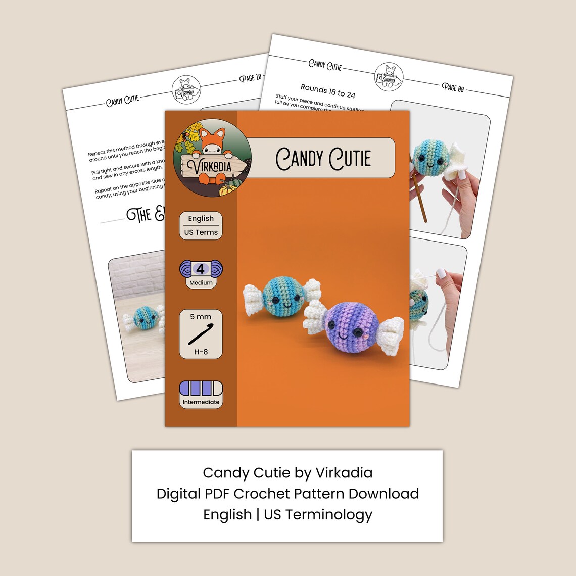 Candy Cutie Crochet Pattern Digital PDF Download Amigurumi DIY Tutorial Halloween Fall Decor ...