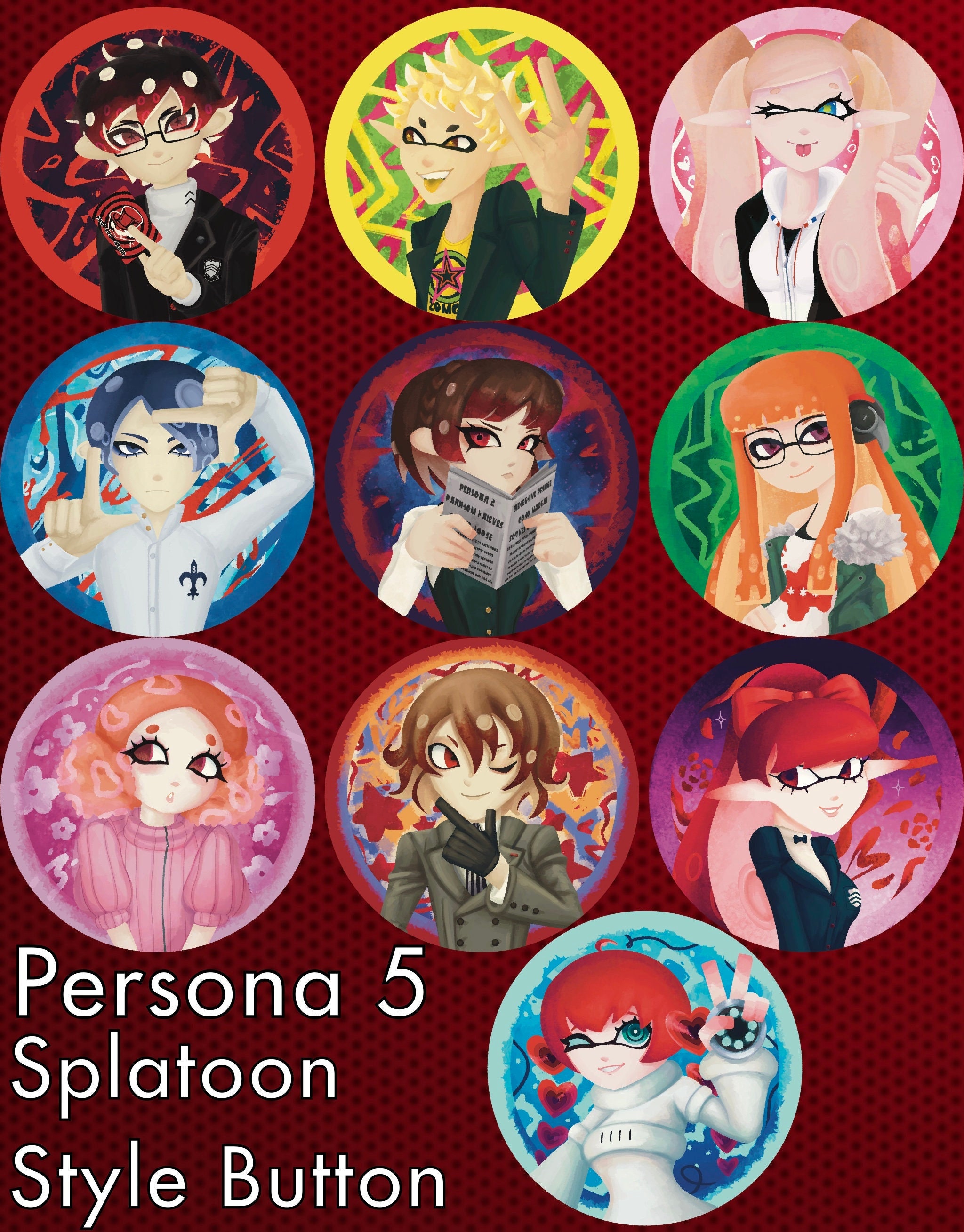 Persona 5 Splatoon Buttons - Etsy