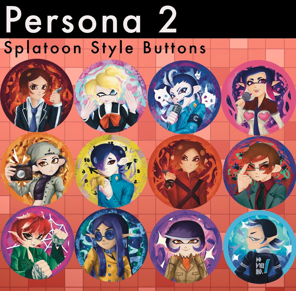Persona 2 Splatoon Buttons - Etsy