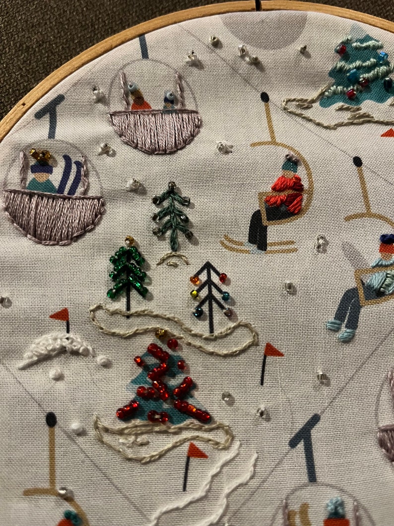 Handmade Embroidered Skiing Hoop, Winter Cottagecore Decor - Etsy
