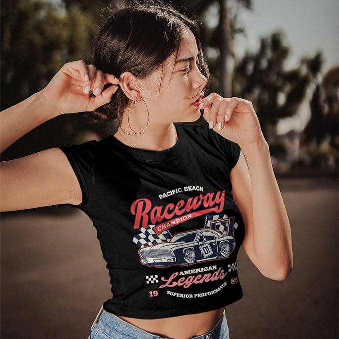 Racing Women's Cropped T-shirt - Vintage Race Car T-shirt - Old Car ...