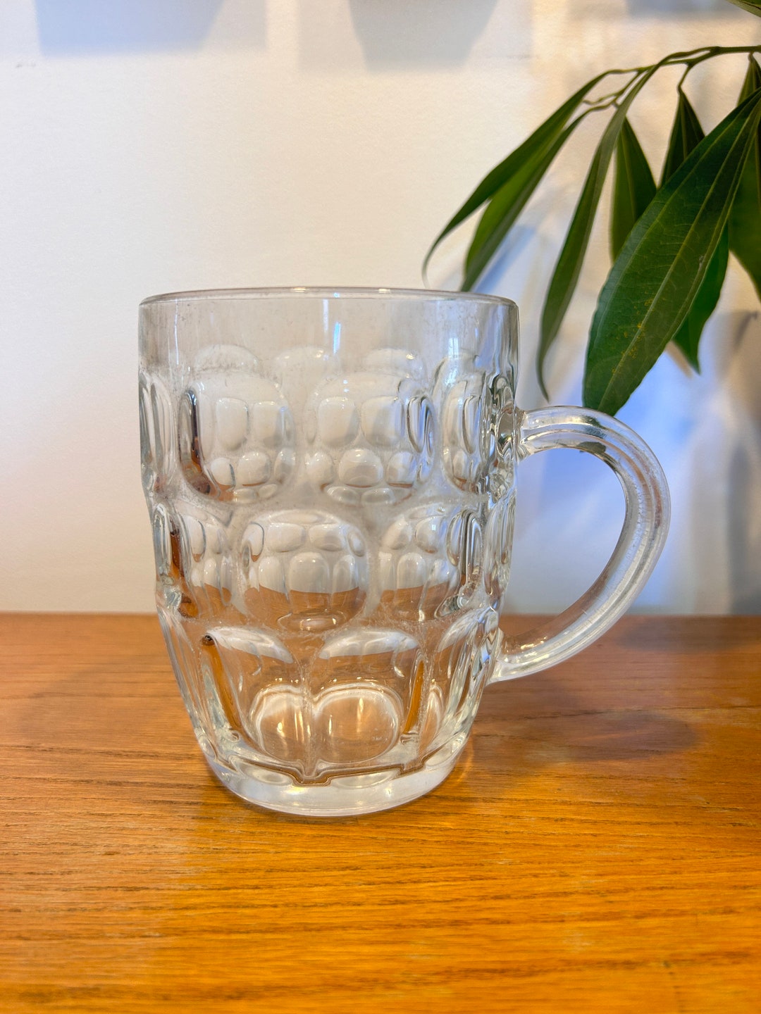 Vintage Arcoroc France Glass Beer Mug - Thumbprint Pattern - Etsy