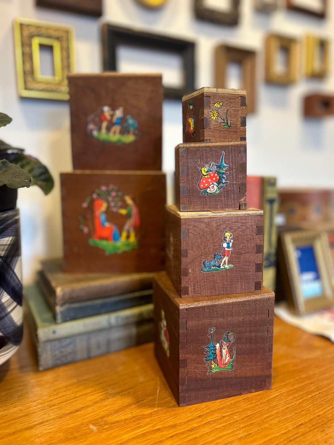 Vintage Wooden Stacking Blocks With German Fairy Tale Illustrations - Etsy