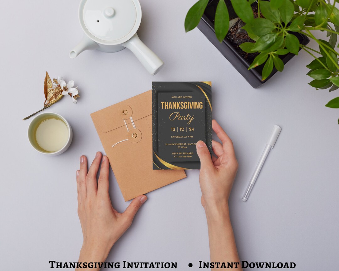 Thanksgiving Dinner Invitation, Let's Give Thanks Invitation Template ...