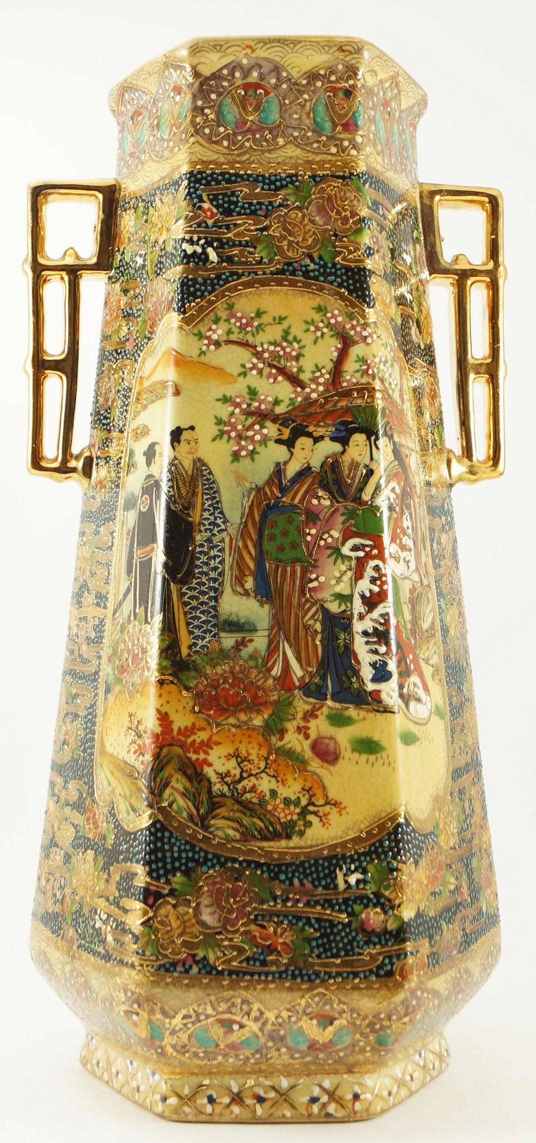 Vintage Royal Satsuma Hand Painted Vase Excellent Condition Brilliant ...