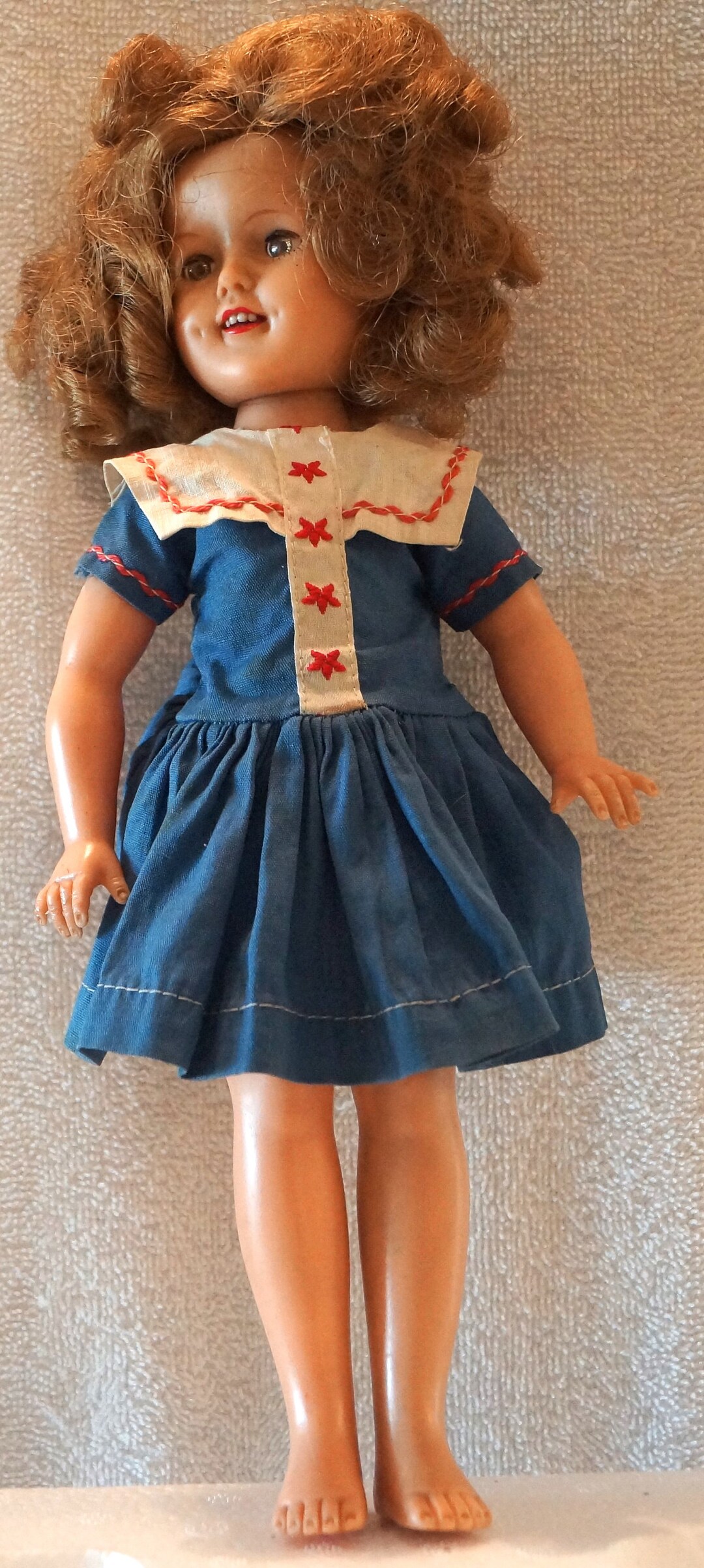 Vintage Shirley Temple Doll ST-12-N Adorable Blue Sailor Style Dress No ...