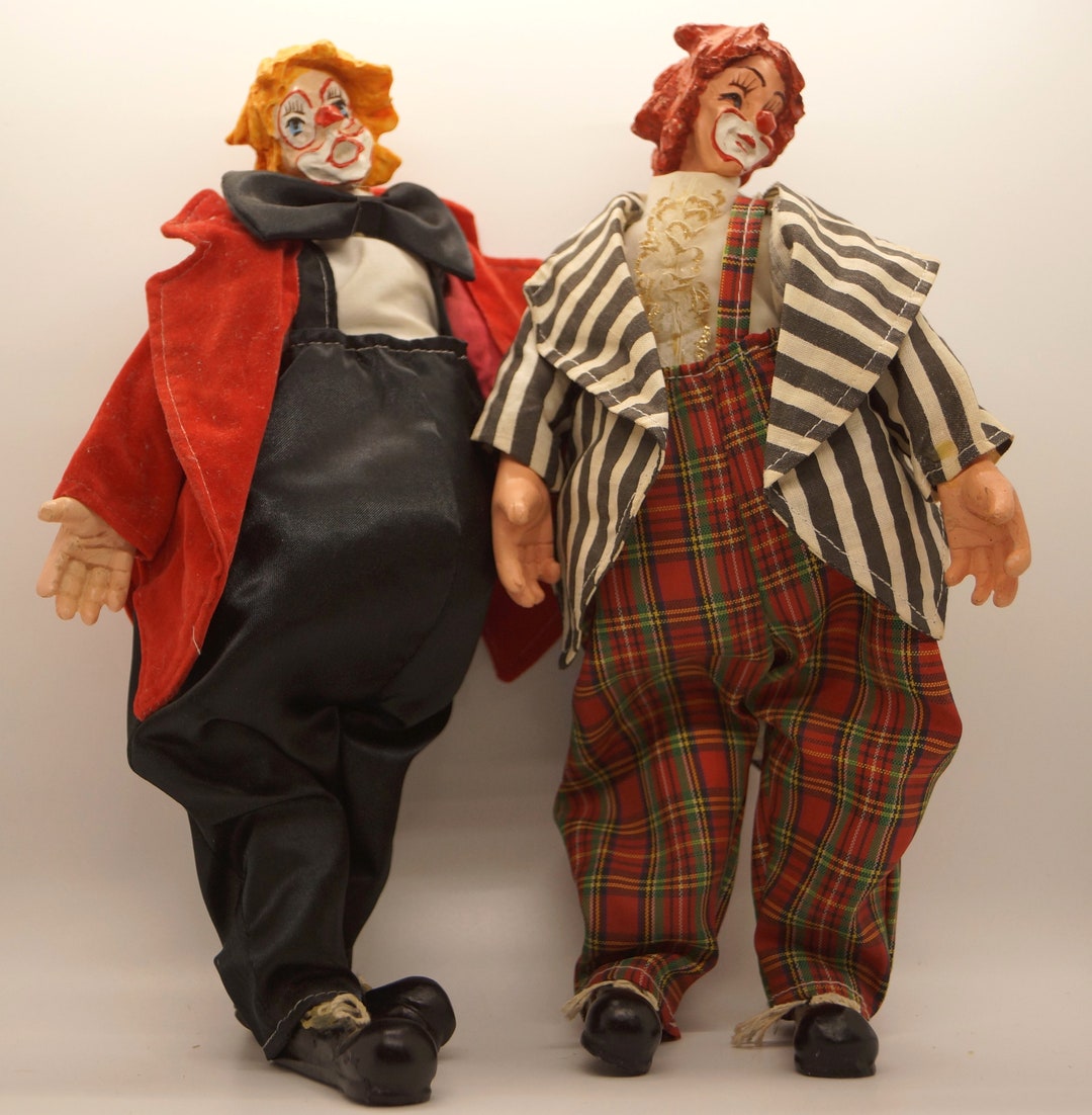 Vintage Big Belly Circus Clown Dolls 11.5 Inches Tall Lot of 2 1980's ...