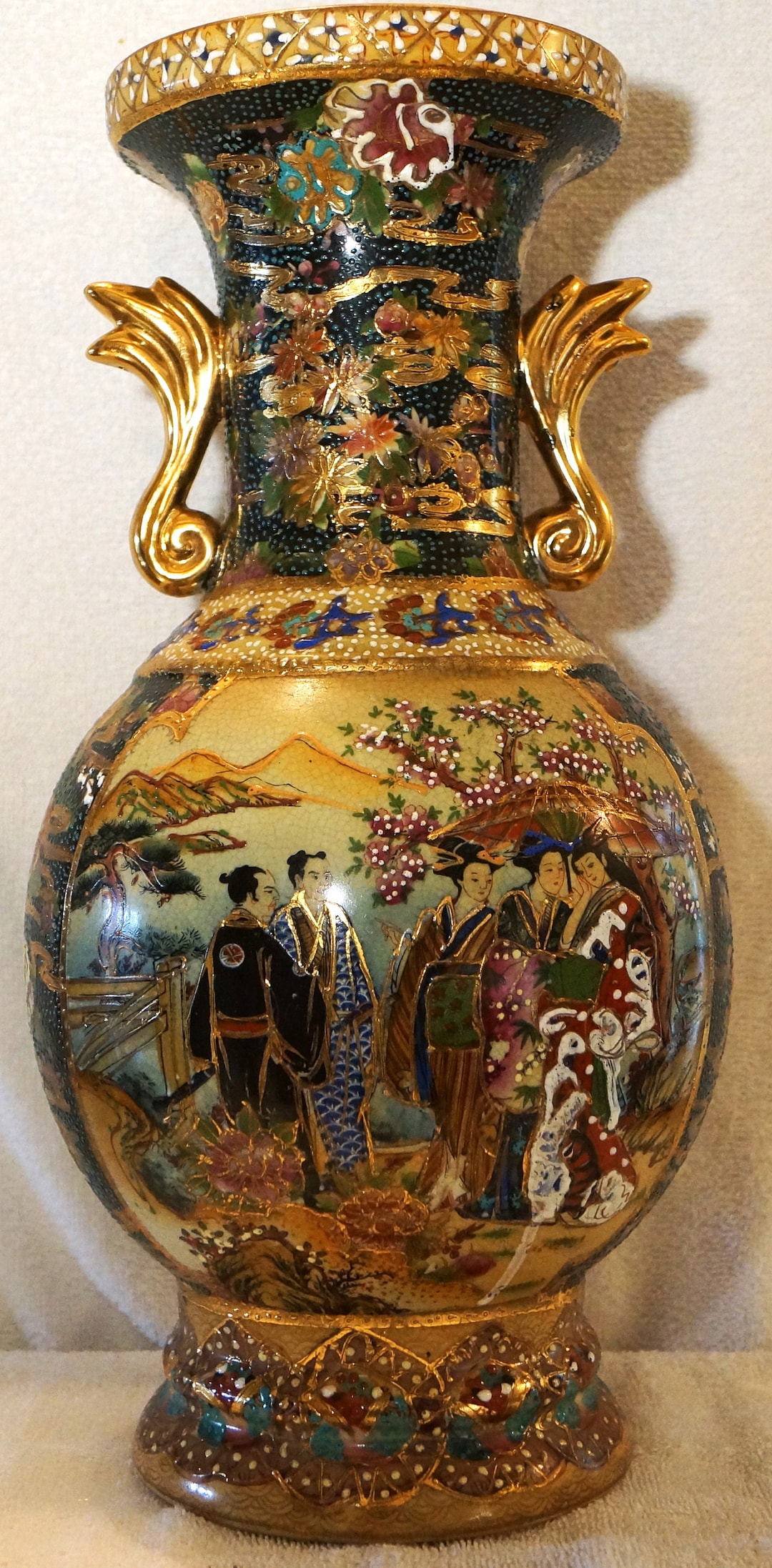 Vintage Royal Satsuma Hand Painted Vase Excellent Condition Brilliant ...