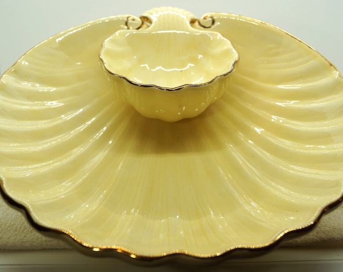 Peach and Coral Speckled Clam Shell Chip and Dip Set, Detachable Chip ...