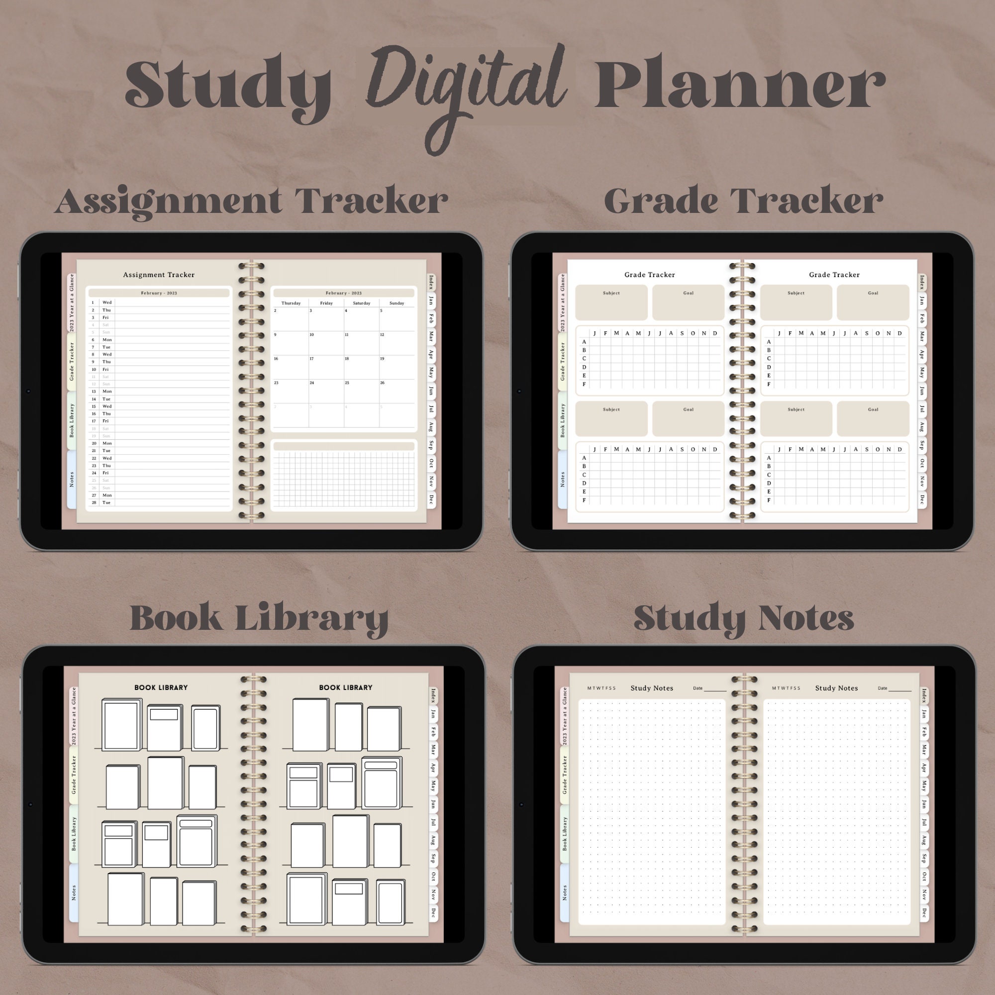 Dijital Study Planner Printable Back to School Collection Vintage ...