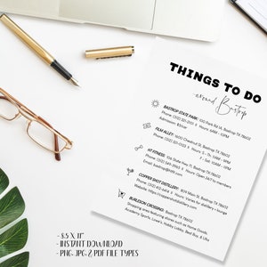 Editable Things to Do/places to Visit Printable | Local Attraction List ...