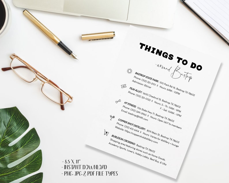 Editable Things to Do/places to Visit Printable | Local Attraction List ...