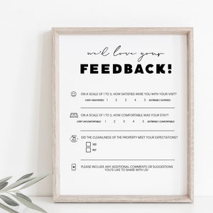 Guest Experience Survey | Host Feedback/comments/suggestions Card ...