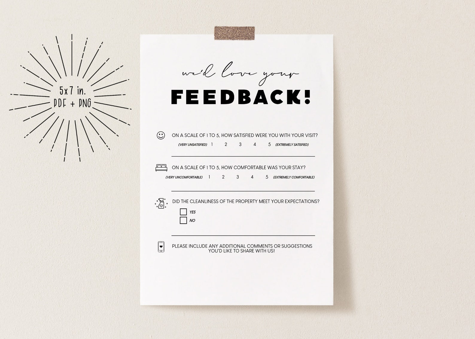 Guest Experience Survey | Host Feedback/comments/suggestions Card ...