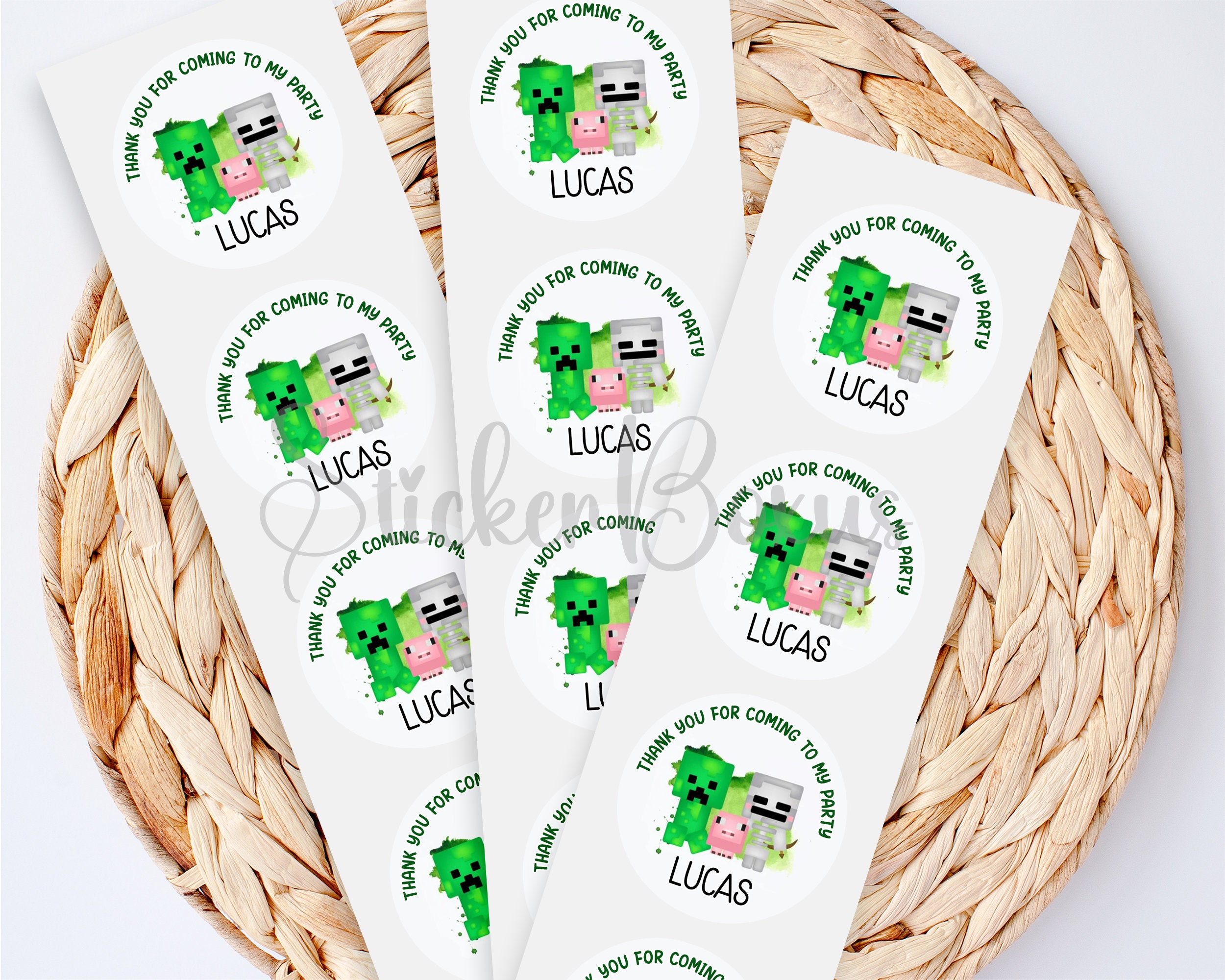 Minecraft Birthday Stickers | Personalized Minecraft Stickers | Custom ...
