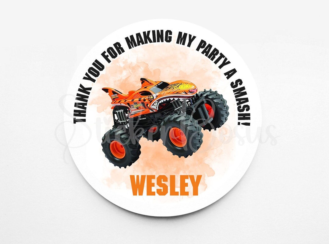 Monster Truck Birthday Stickers | Personalized Monster Truck Stickers ...