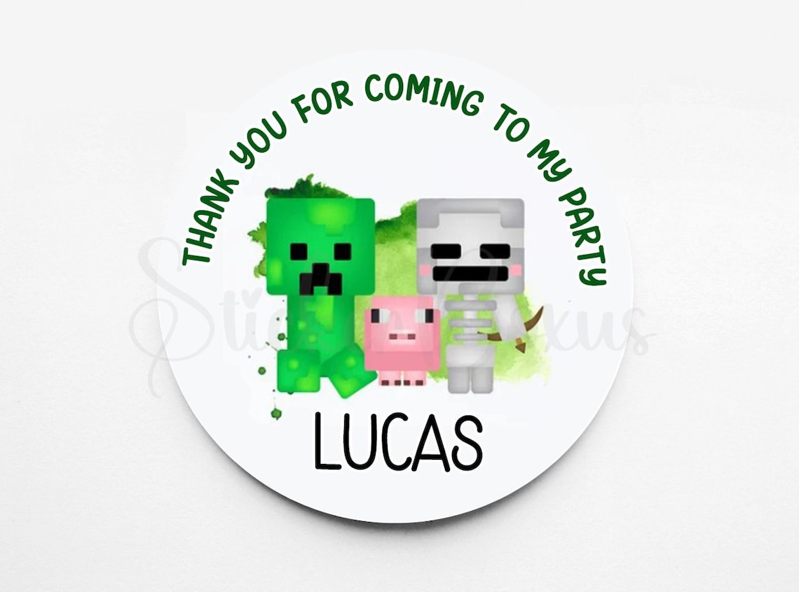 Minecraft Birthday Stickers | Personalized Minecraft Stickers | Custom ...