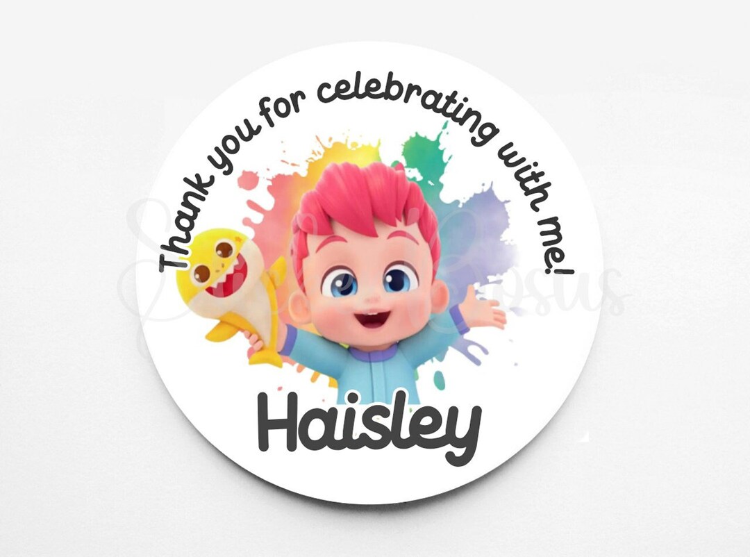 Baby Finn With Shark Birthday Birthday Stickers | Personalized Baby ...