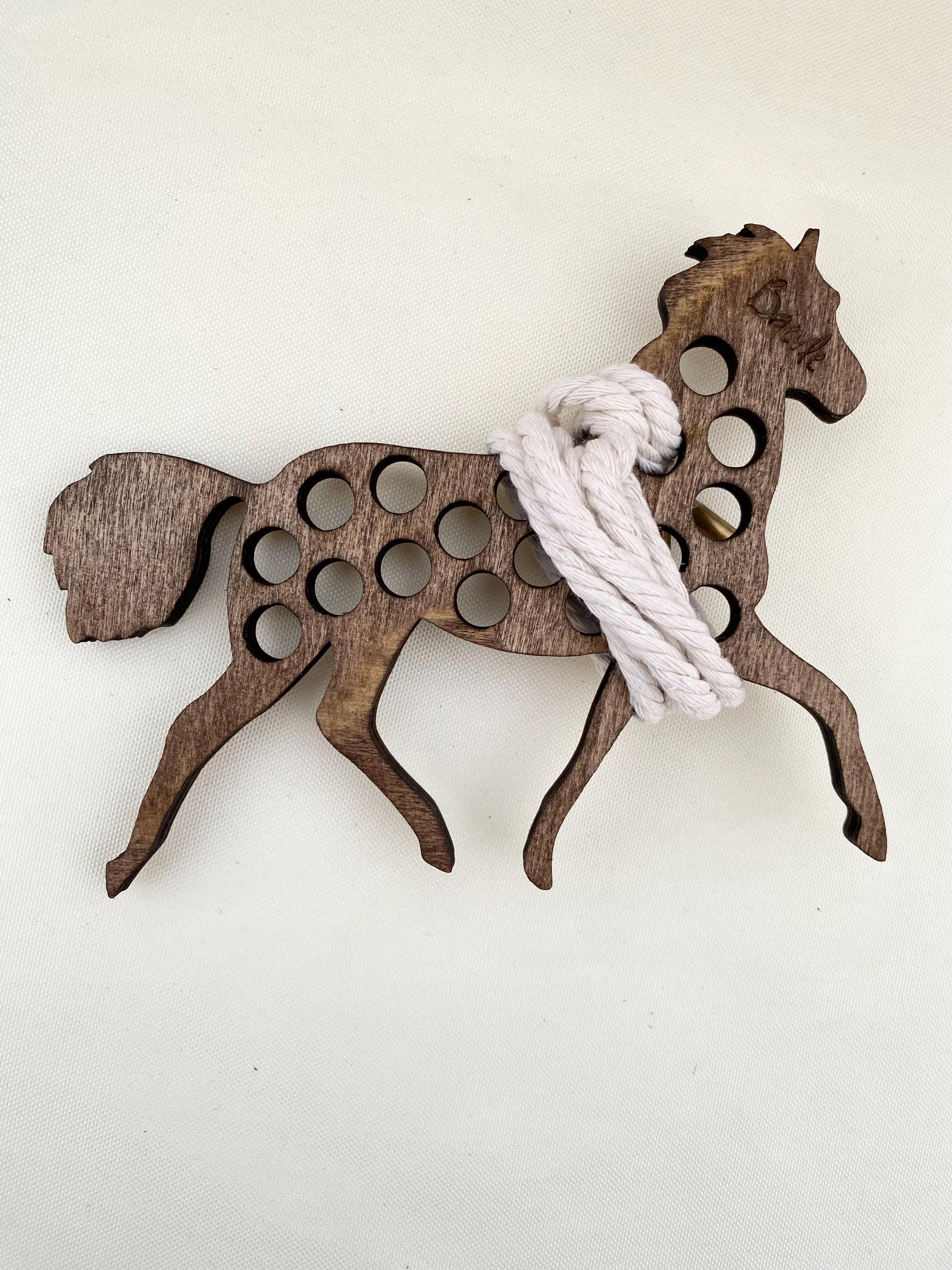 Horse Threading Activity Wooden Pony Lacing Toy Cowgirl Stocking ...